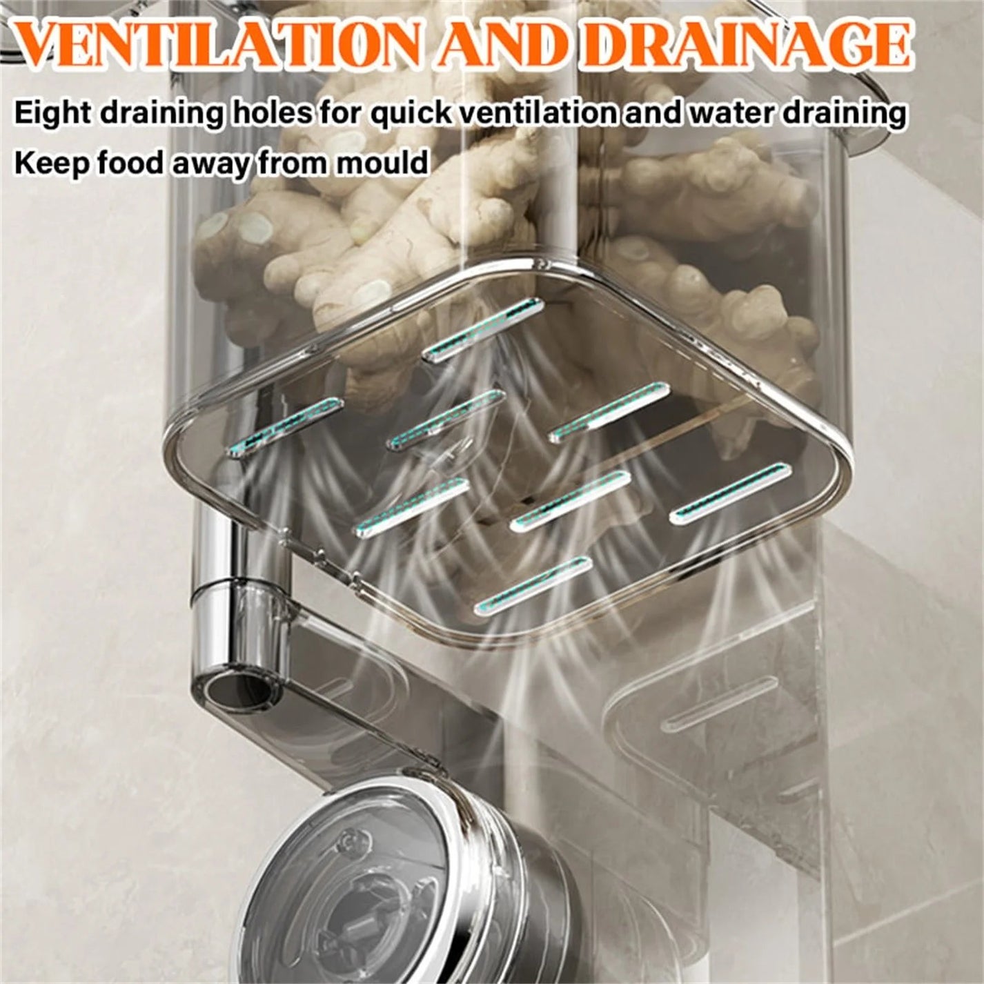 3 Tier Kitchen Suction Cup Rotating Organizer Shelf - Onion, Ginger And ...